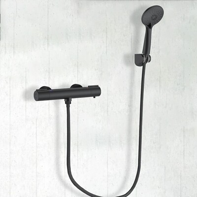 Bathroom Shower Thermostatic Exposed Bar Shower Mixer Set Chrome 1/2 ...