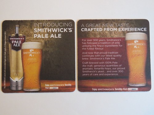 Beer Bar COASTER ~*~ Introducing SMITHWICK'S Pale Ale ~ Kilkenny County ...