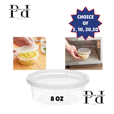 8 oz. Microwavable Translucent Plastic Deli Container and Lid Combo ...