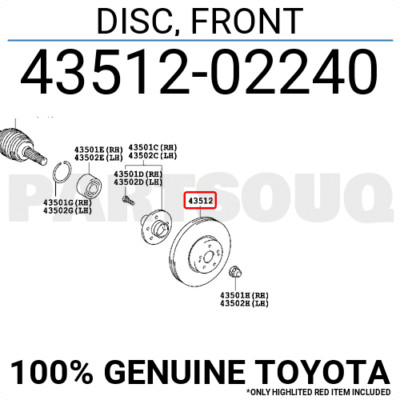 4351202240 Genuine Toyota DISC, FRONT 43512-02240 | eBay