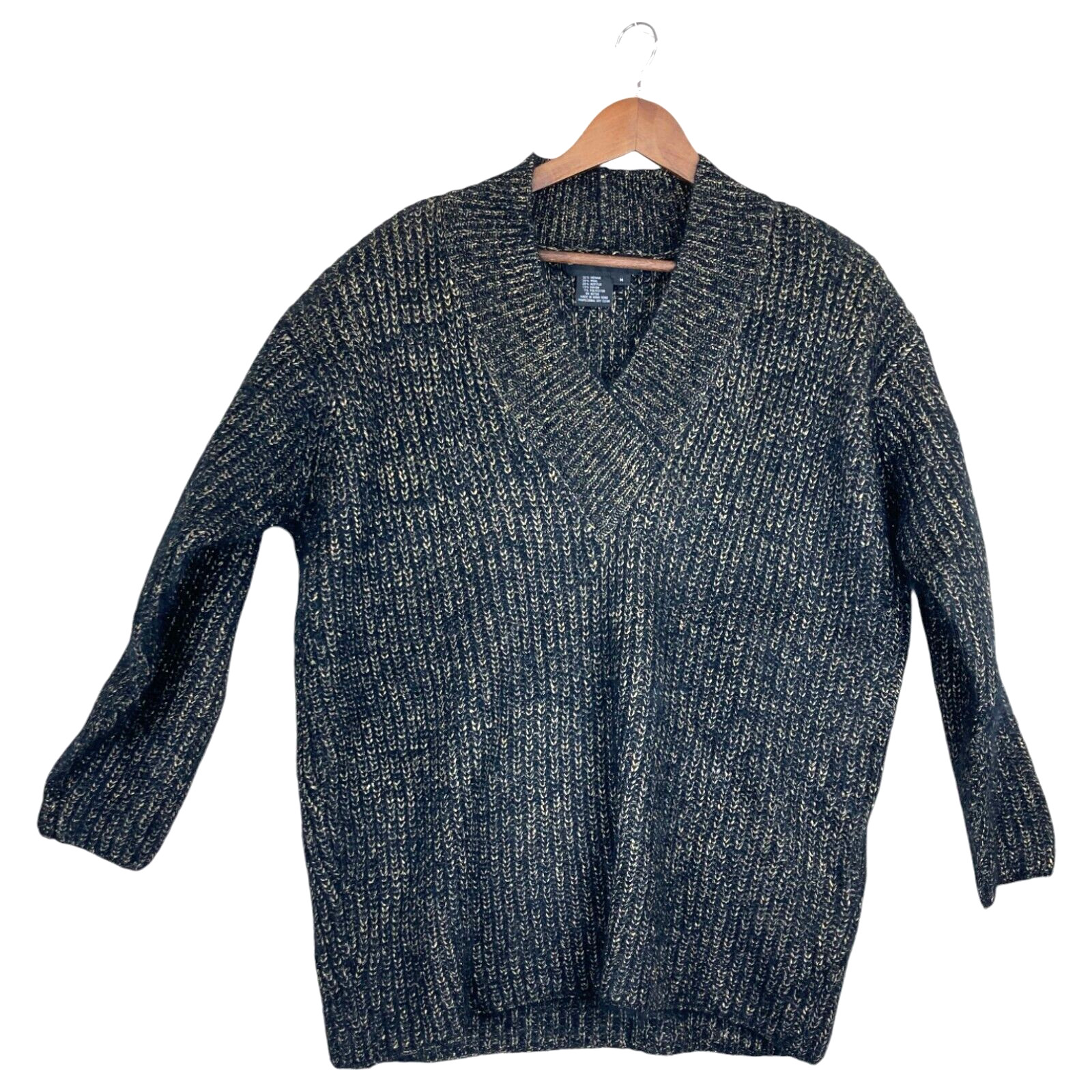 VTG Andrea 90s Oversize Jovine Mohair Wool Black Gold… - Gem