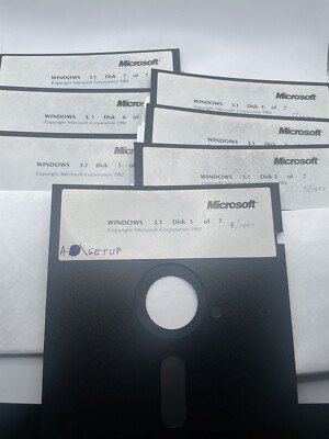Windows 3.1 Microsoft PC 7 Disk Set 5.25” 1992 Retro Computer AS IS ...