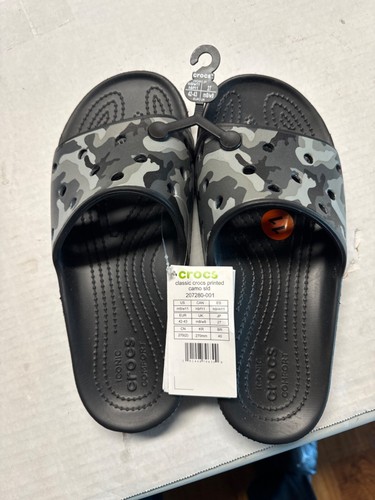 Men's CROCS Classic printed camo slide black roomy fit 100% Original ...