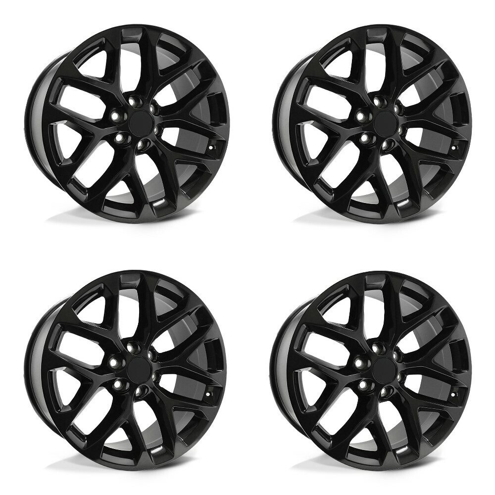 Set 4 Performance Replicas PR177 22x9 6x5.5 Gloss Black Wheels 22" 24mm ...