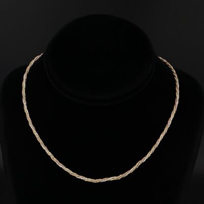 Sterling Silver - ITALY 3mm Tri-Color Braided Wheat Chain 16" Necklace ...