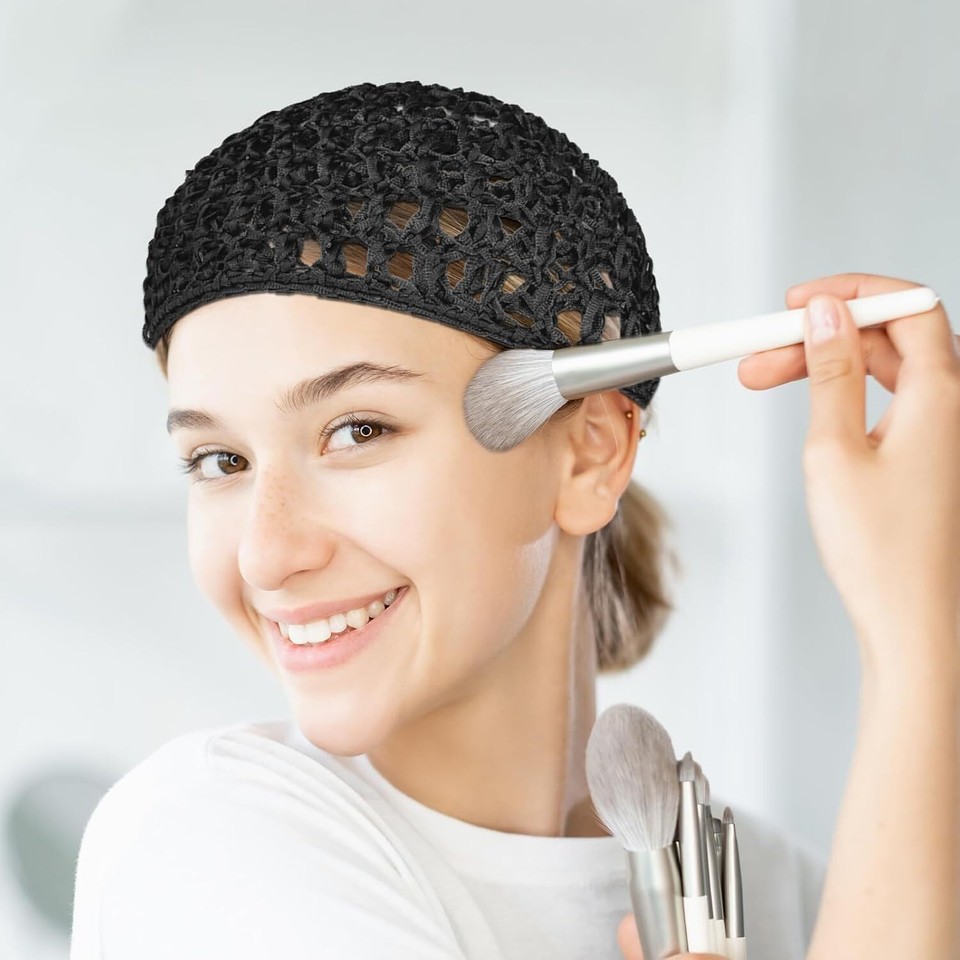 3× Mesh Hair Net Crochet Cap Sleeping Night Cover Fishnet Hairnet Hair ...