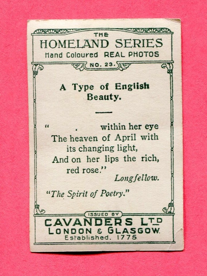 1924 THE HOMELAND SERIES CAVENDERS LTD CIGARETTES #23 A TYPE OF ENGLISH ...