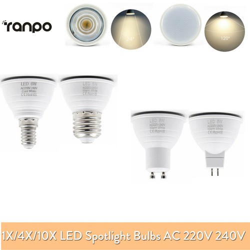 220V 6W Led Spotlight Bulb Led Gu10 E27 Bulbs Mr16 E14 5000K Wild Beam ...
