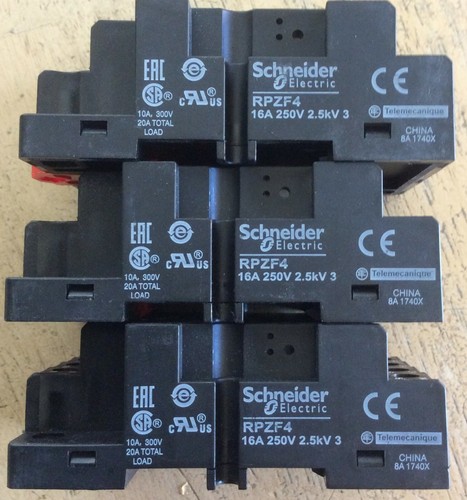 Lot of 3 Schneider Electric RPZF4 Relay 16A 250V 2.5kV 3 Telemecanique ...