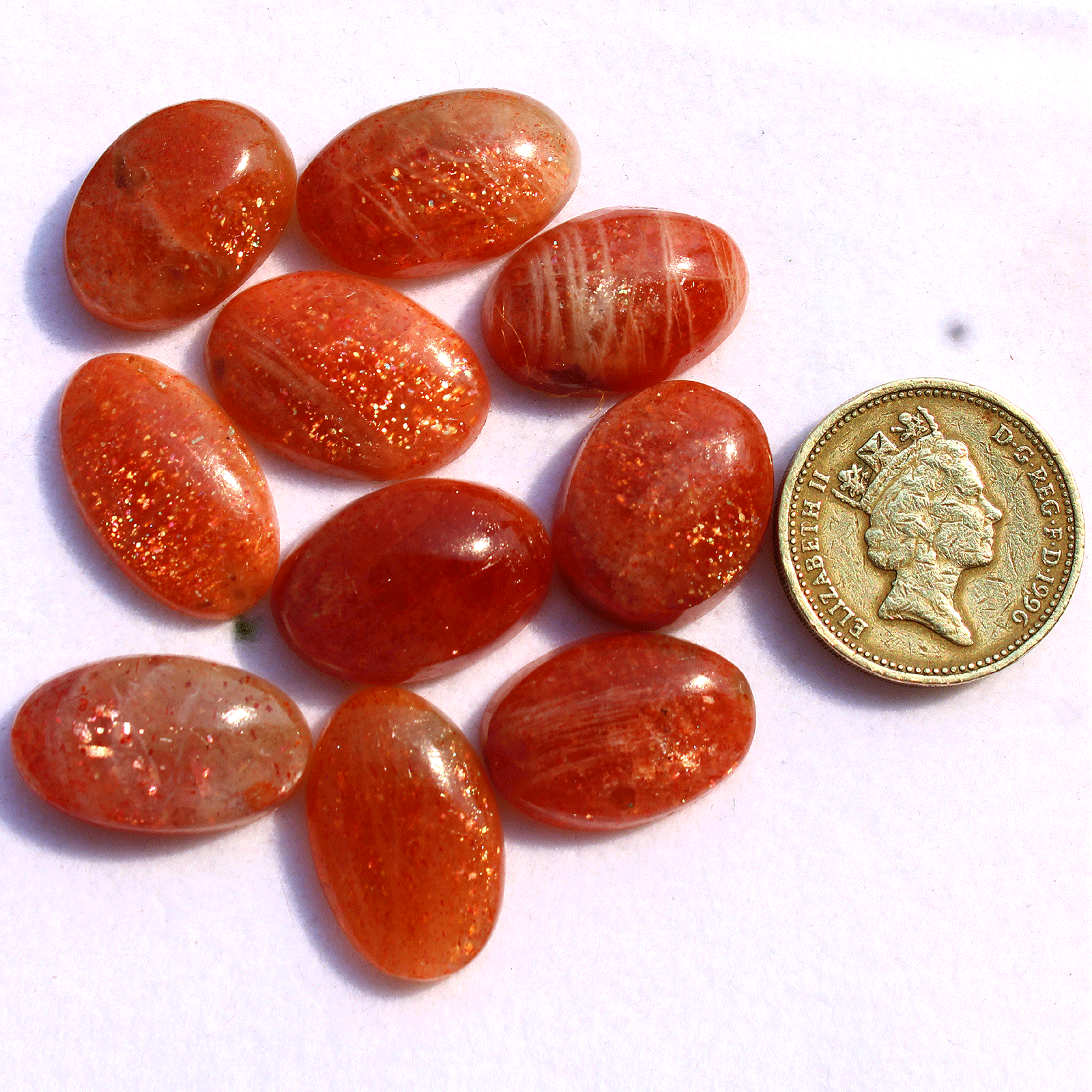 10 Pcs Natural Confetti Sunstone Top Grade 18mm-21mm Oval Cabochon ...