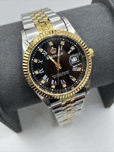 Reginald Mens Wrist Watch Black Gold Silver Analog Quartz New Battery ...