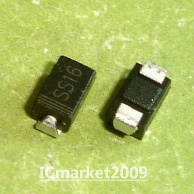 500 PCS SS16 DO-214AC 1.0AMP Surface Mount Schottky Barrier Rectifier ...