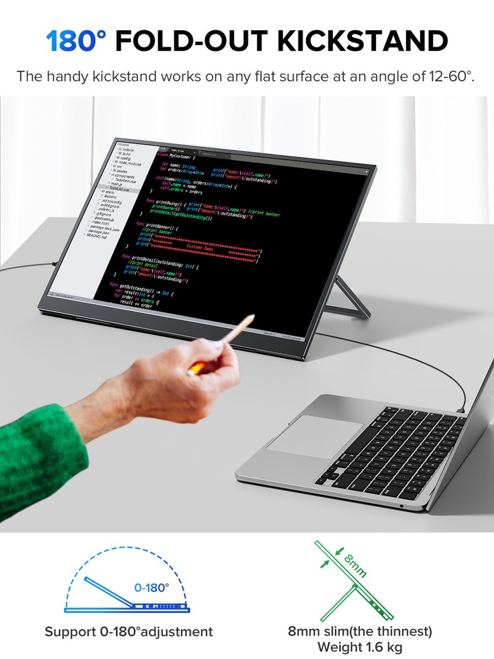 Touch Portable Monitor, UPERFECT 18" 2K 1600P IPS 100% DCI-P3 100% sRGB ...