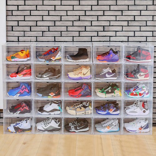 Magnetic Shoe Storage Box Drop Side/Front Sneaker Case Stackable ...
