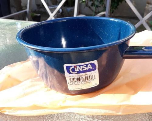 Mexican 100% Blue Enamel (Peltre) POT (Deep Blue Caribe Tres) - 6 cups ...