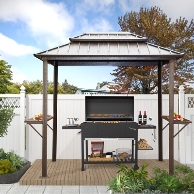 Domi Aluminum Grill BBQ Gazebo 8' x 6' Metal Frame w/Shelves Tables ...