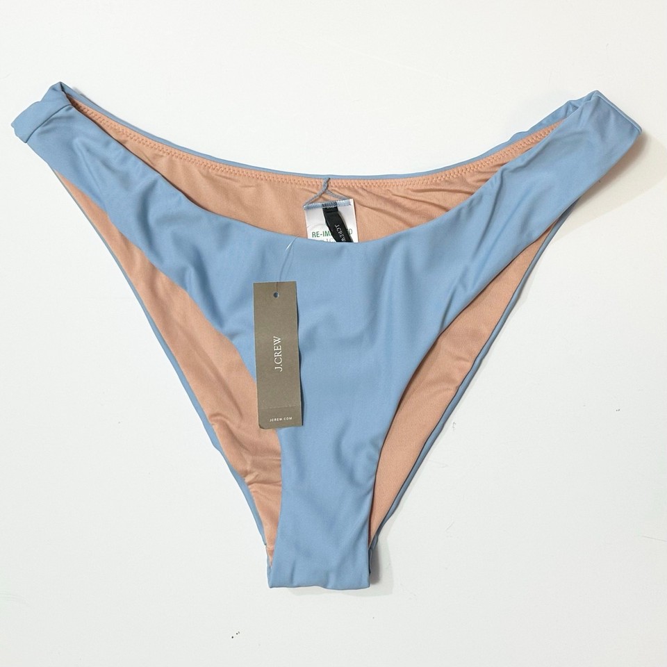 NWT J. Crew Curved-Waist Cheeky Bikini Bottom Light Blue High-Cut Leg ...