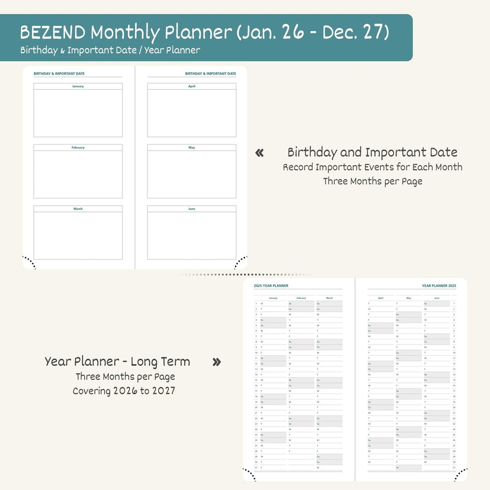 Pocket Monthly Planner 2026-2027 Two Year Small Agenda Calendar Black ...