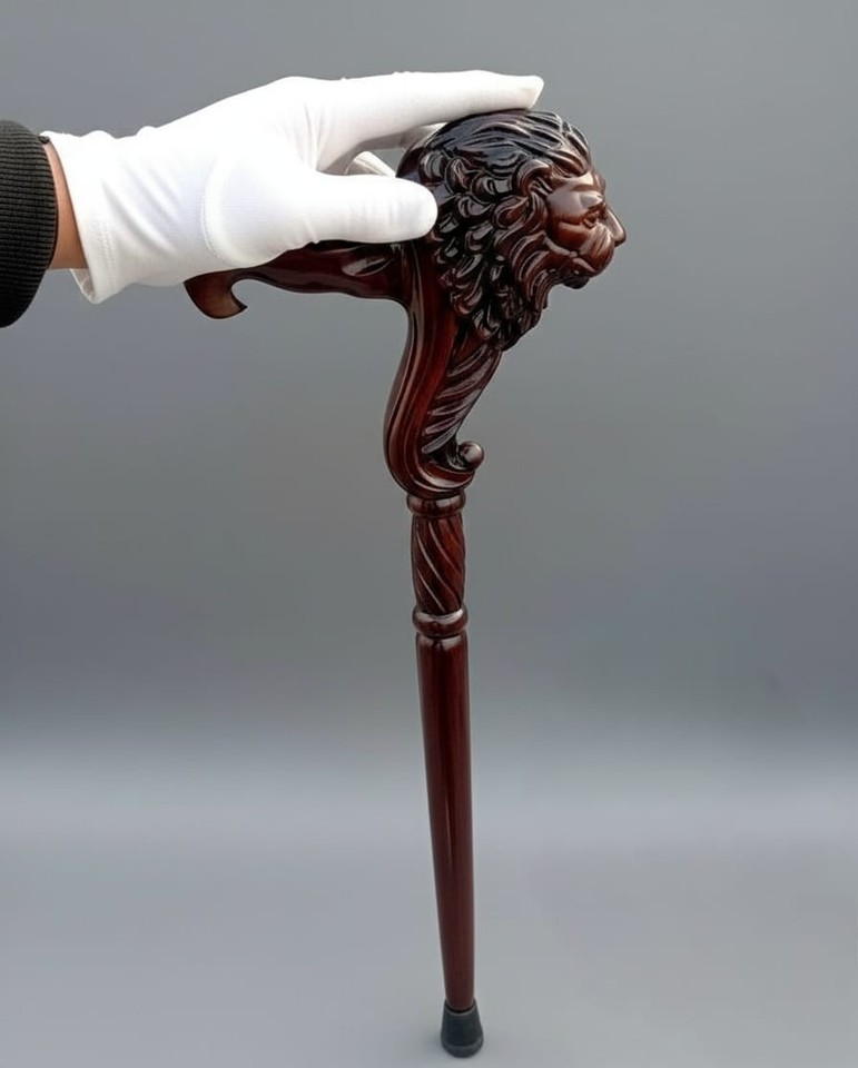 Wooden walking stick / cane - hand carved lion head design Best wood ...