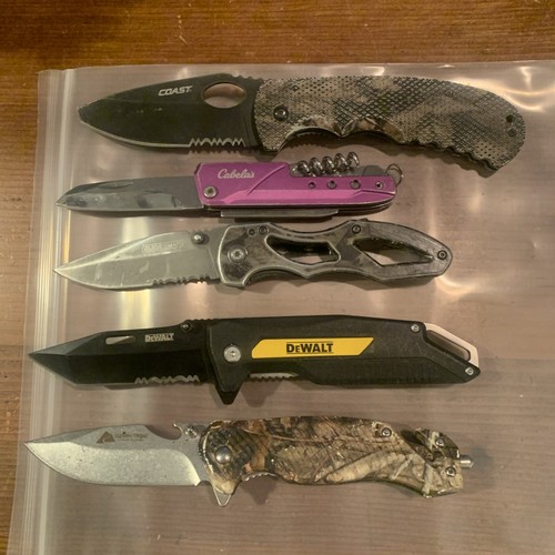 Lot Of 5 TSA Confiscated Folding Pocket EDC Knives - Nice Brands (TG2 ...