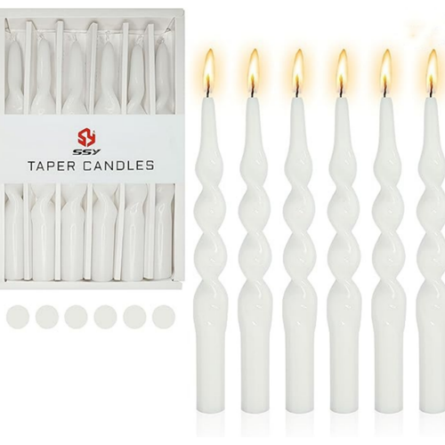 9.8 Inch Spiral Pillar Candles - Set of 6 Wedding/Party Supplies White ...