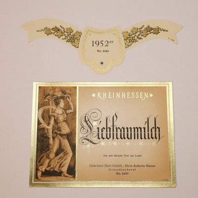 German Wine Label 1952 Printer Sample Medieval Waitress | eBay