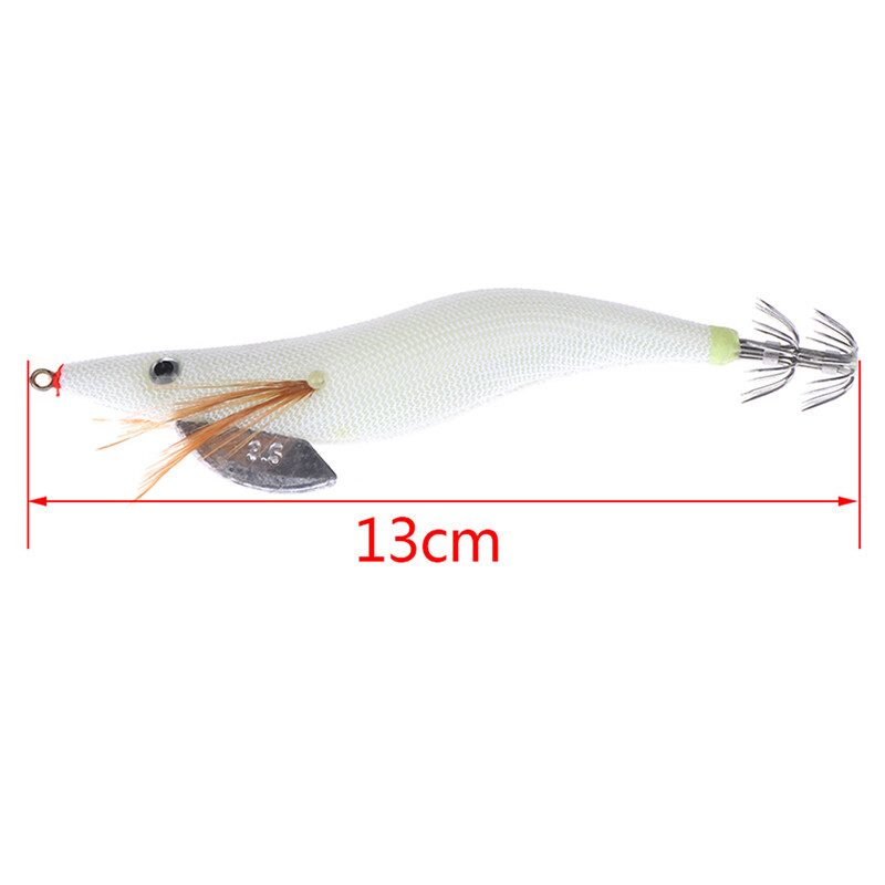1PC Luminous Squid Jigs White Glow Wood Shrimp with Octopus Squid Jig ...