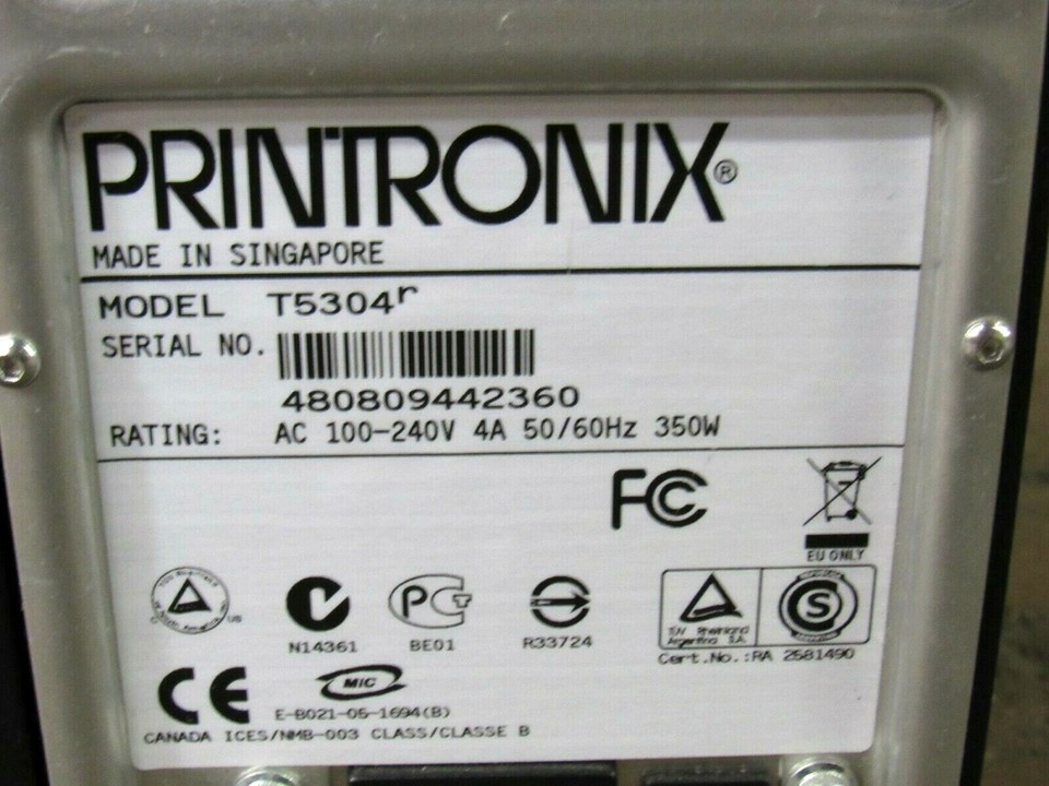 PRINTRONIX T5000 T5304R THERMAL BARCODE LABEL PRINTER 100/240VAC 350W 4 ...