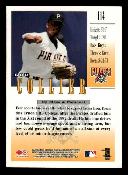 1998 Studio #114 Lou Collier Pittsburgh Pirates BASEBALL | eBay