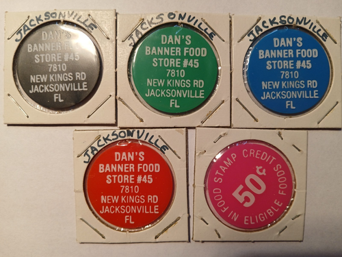 Jacksonville, FL- set of 5 food stamp tokens | eBay
