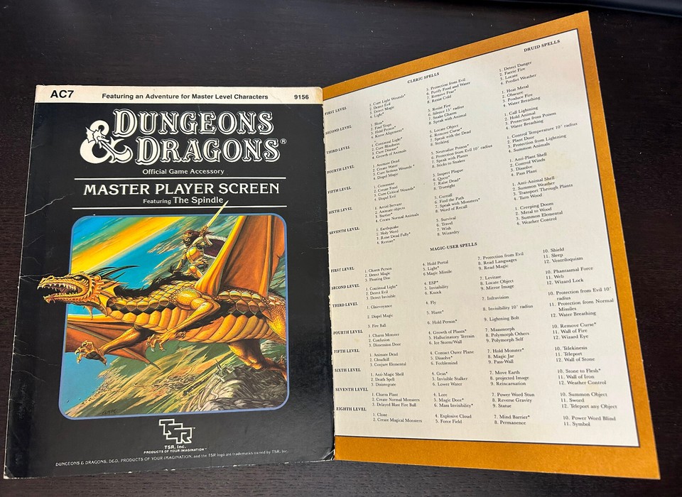 DUNGEONS & DRAGONS Master Player Screen (Spindle 9156) -- TSR 1985 | eBay
