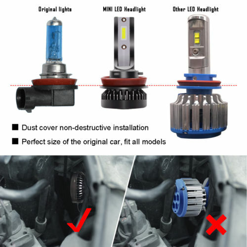 Mini H11 LED Headlight Kit H9 H8 1600W 280000LM High Low Beam Bulb HID ...
