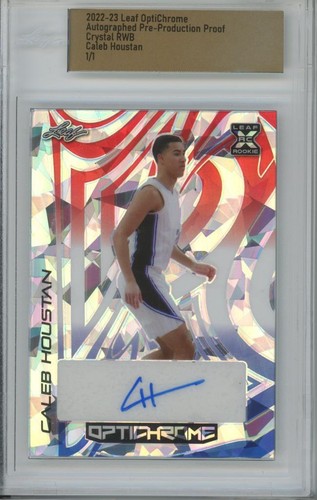 2022 Leaf Optichrome Proof Crystal RWB Caleb Houstan 1/1 Auto RC Rookie ...