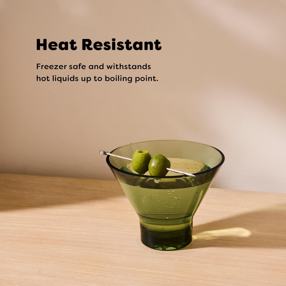 TOSSWARE RESERVE 8oz Stemless Martini - Color Series SET OF 4, Premium ...