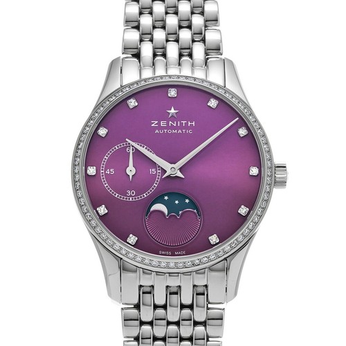 ZENITH Elite Ultra Thin 16.2310.692/92.M2310 Purple Ladies Used Watch ...