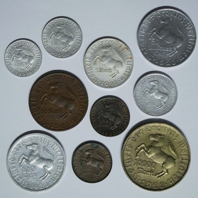 10x Westfalen Notgeld alle verschieden | JN9, 10, 11, 13, 14, 16, 17 ...