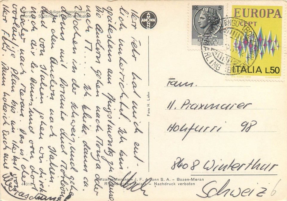 Horses racecourse Merano Italy hippodromo 1972 sport horses race ...