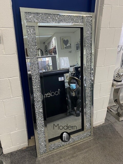 Extra Large 160x80 crushed diamond wall mirror, large leaning sparkle ...