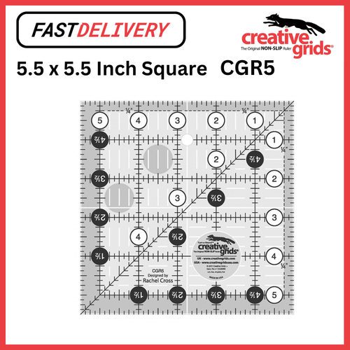 Creative Grids Quilt Ruler 5.5 x 5.5 Inch Square Non Slip Quilt Ruler ...