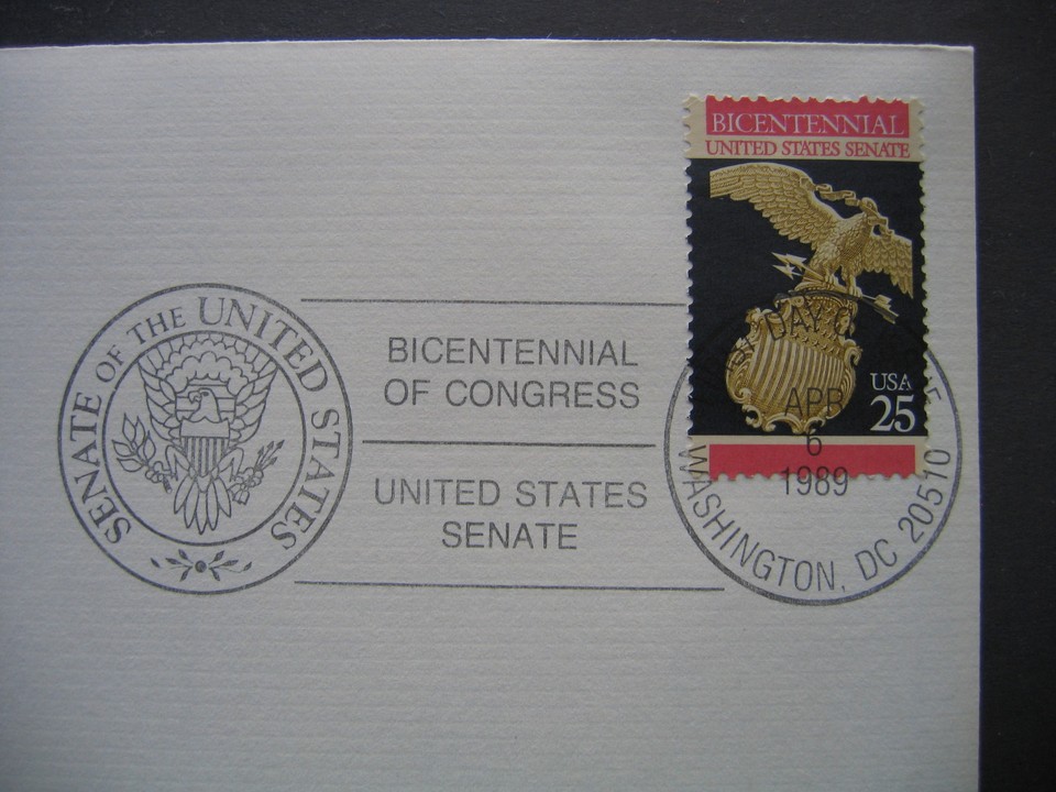 1989 UNITED STATES SENATE Gold GOLDEN Cover Constitution replica FDC ...