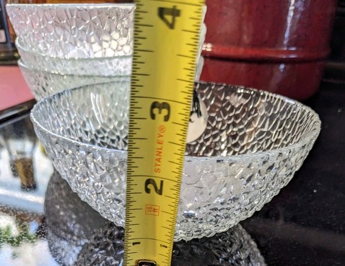 4 Vetropuro 5.5"Round Clear Glass Pebble Textured Back Bowls Made in ...