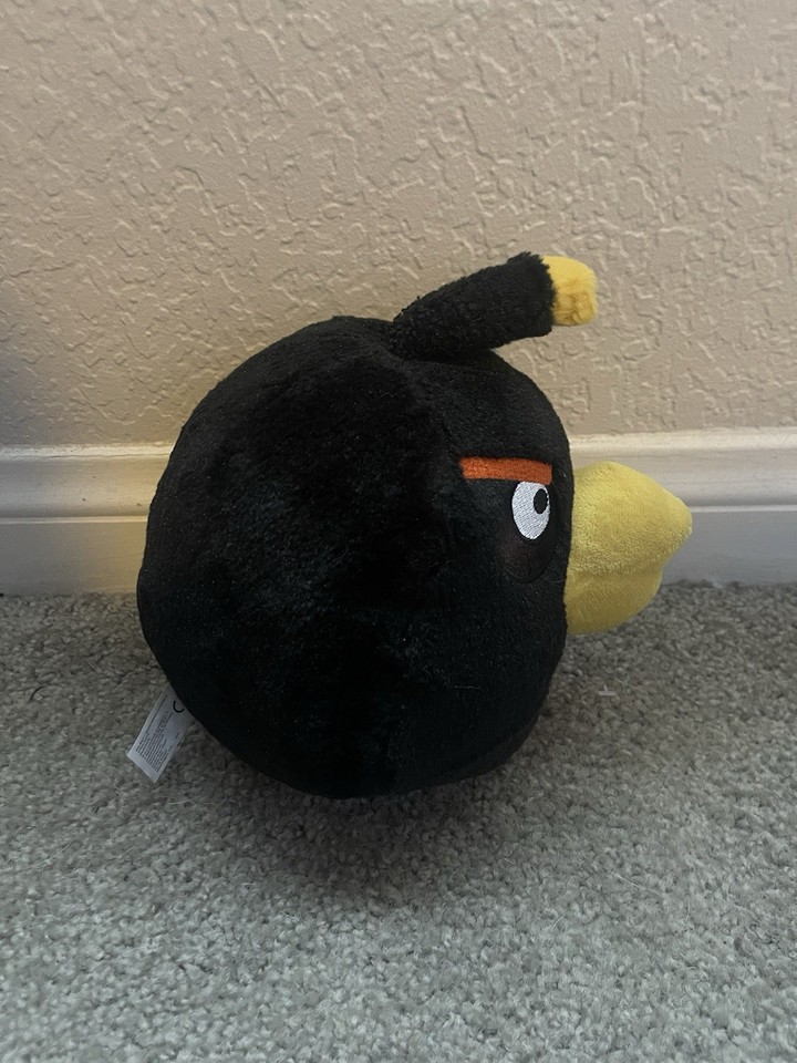 2010 Angry Birds Plush Black Bomb Bird 6 Inch Tall Commonwealth Stuffed ...