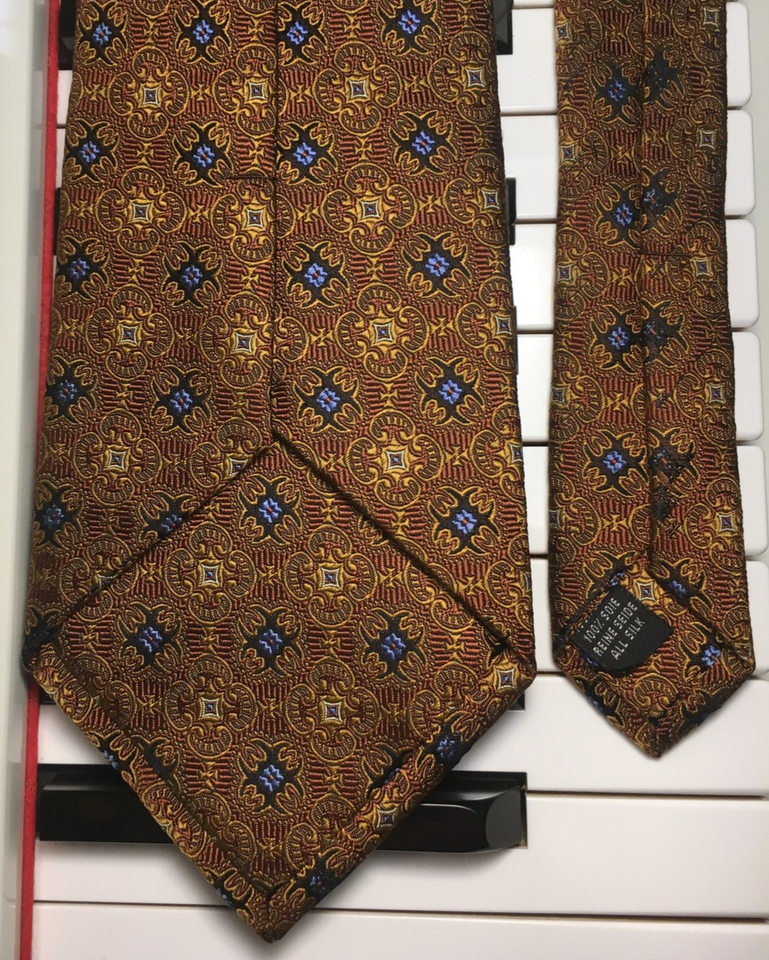 LUGANO / Antique Gold, Blue & Amber Baroque Flourishes 100% Italian ...