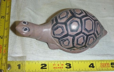 Vtg Hand-Carved Soapstone TURTLE Figurine - Geometric Pattern - 4" L ...