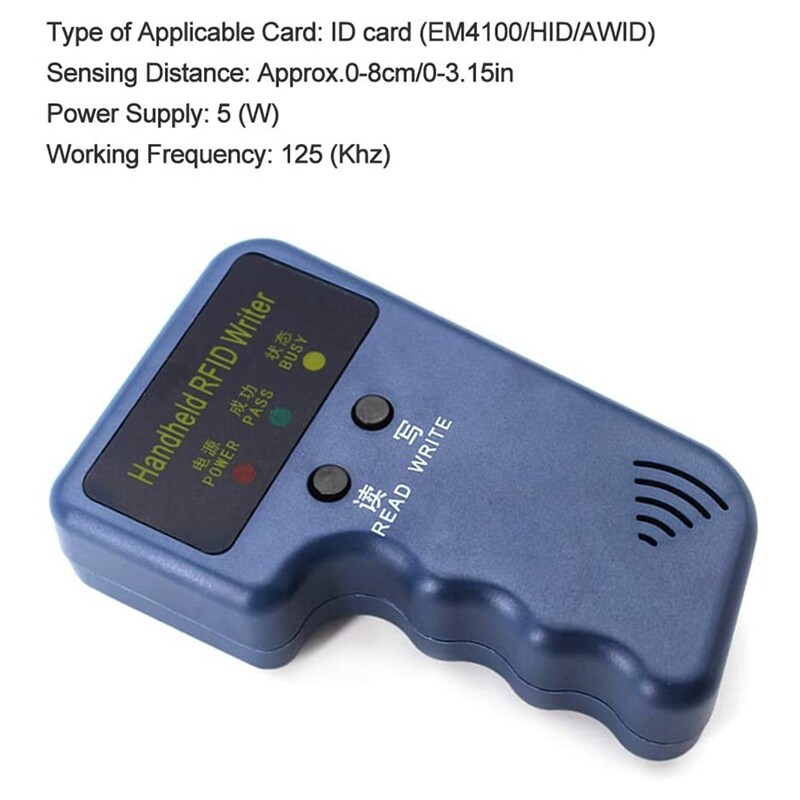 Handheld RFID Card Copier 125KHz ID (EM4100/HID/AWID) Duplicator Reader ...