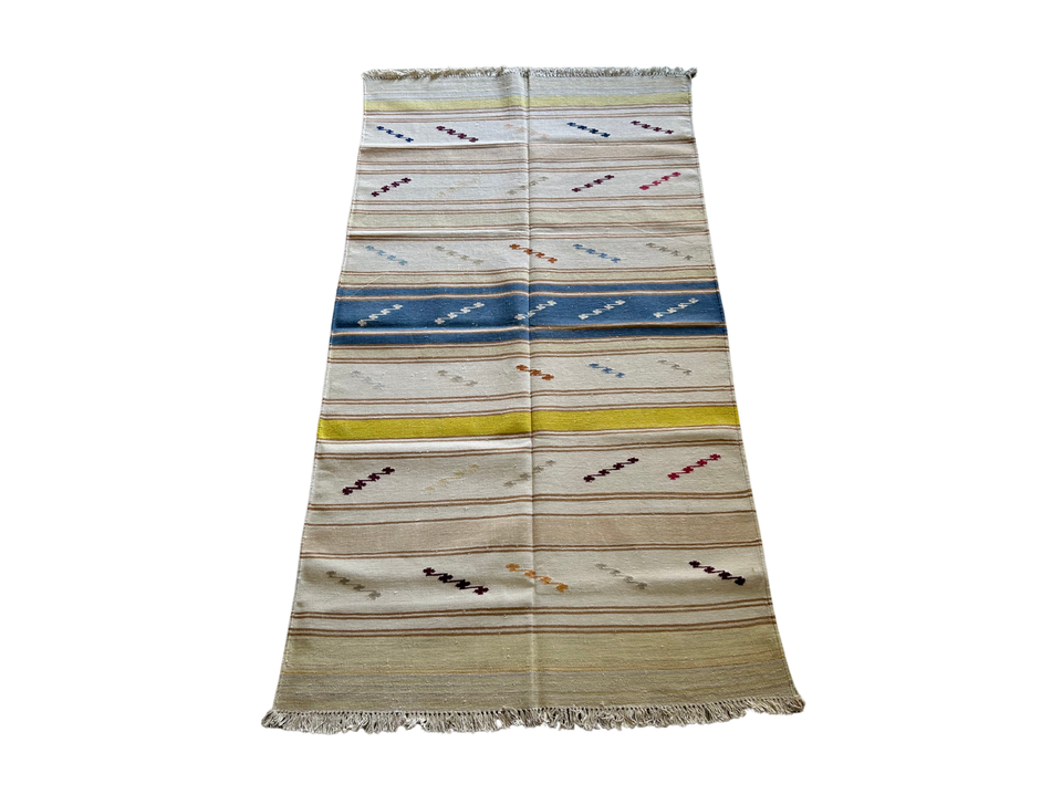 Handmade Cotton Panja Dhurrie Multicolor Stripes arearug for living ...