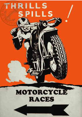 VINTAGE POSTER Motorbike Racing Motorcycle Biker Bike 1950s Advert ...