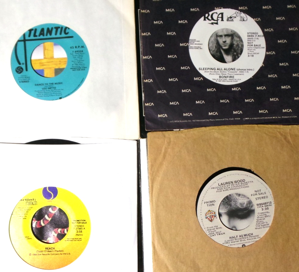 Lot of 20 Promo 1980's Obscure NM 45's W/ Picture Sleeves 45 RPM Nice ...