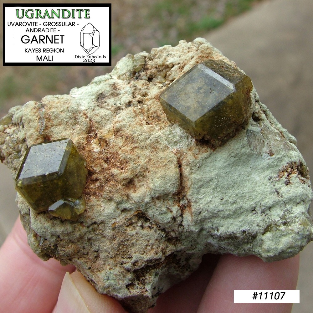 GREEN Garnet crystal on MATRIX ugrandite Uvarovite Grossular Andradite ...