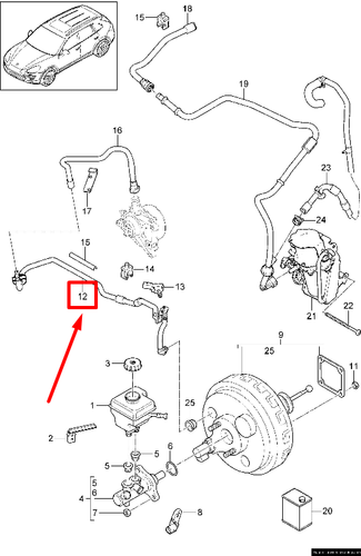 PORSCHE CAYENNE 92A Brake Servo Vacuum Line LHD 95835557731 NEW GENUINE ...